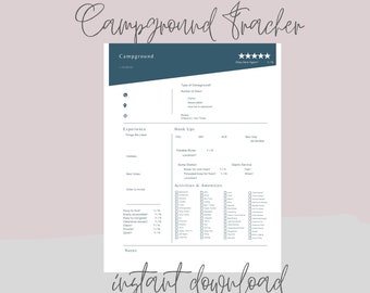 Printable Camping Log Campground & Campsite Tracker Camping - Etsy