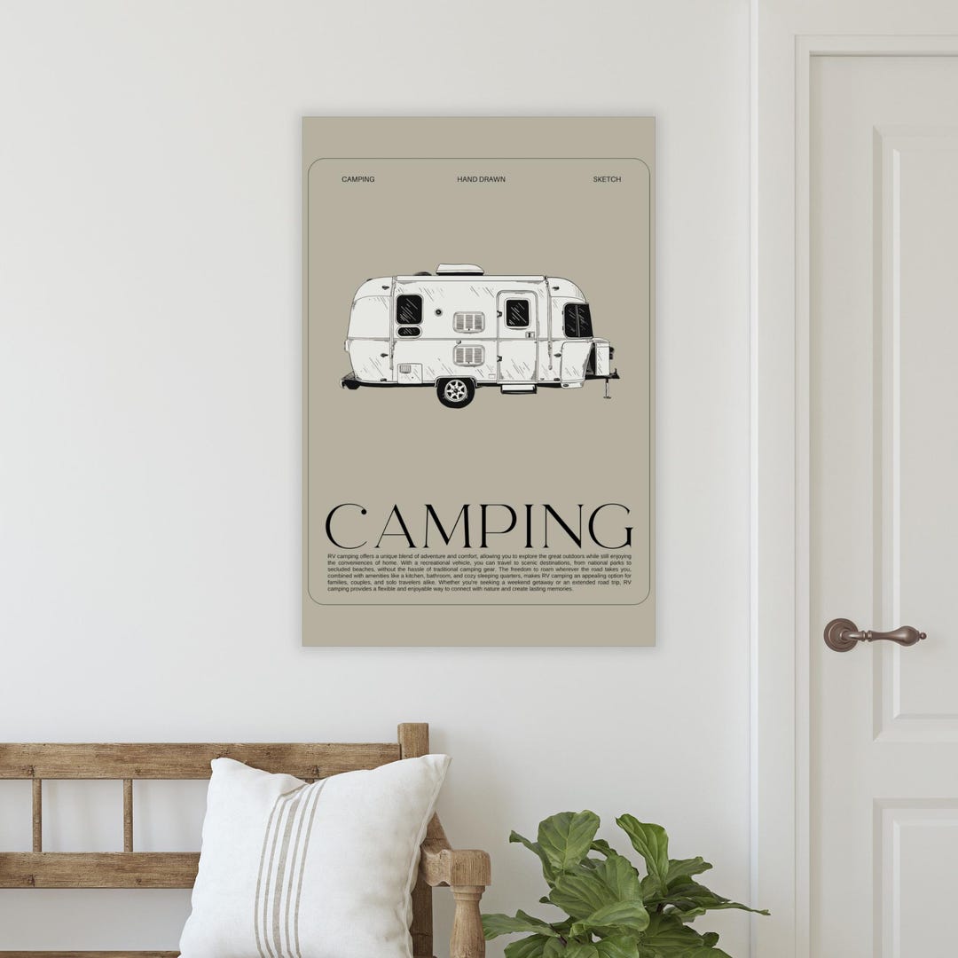 RV Camping Poster, Travel Wall Art, Camper Sketch, Matte Print, Outdoor ...
