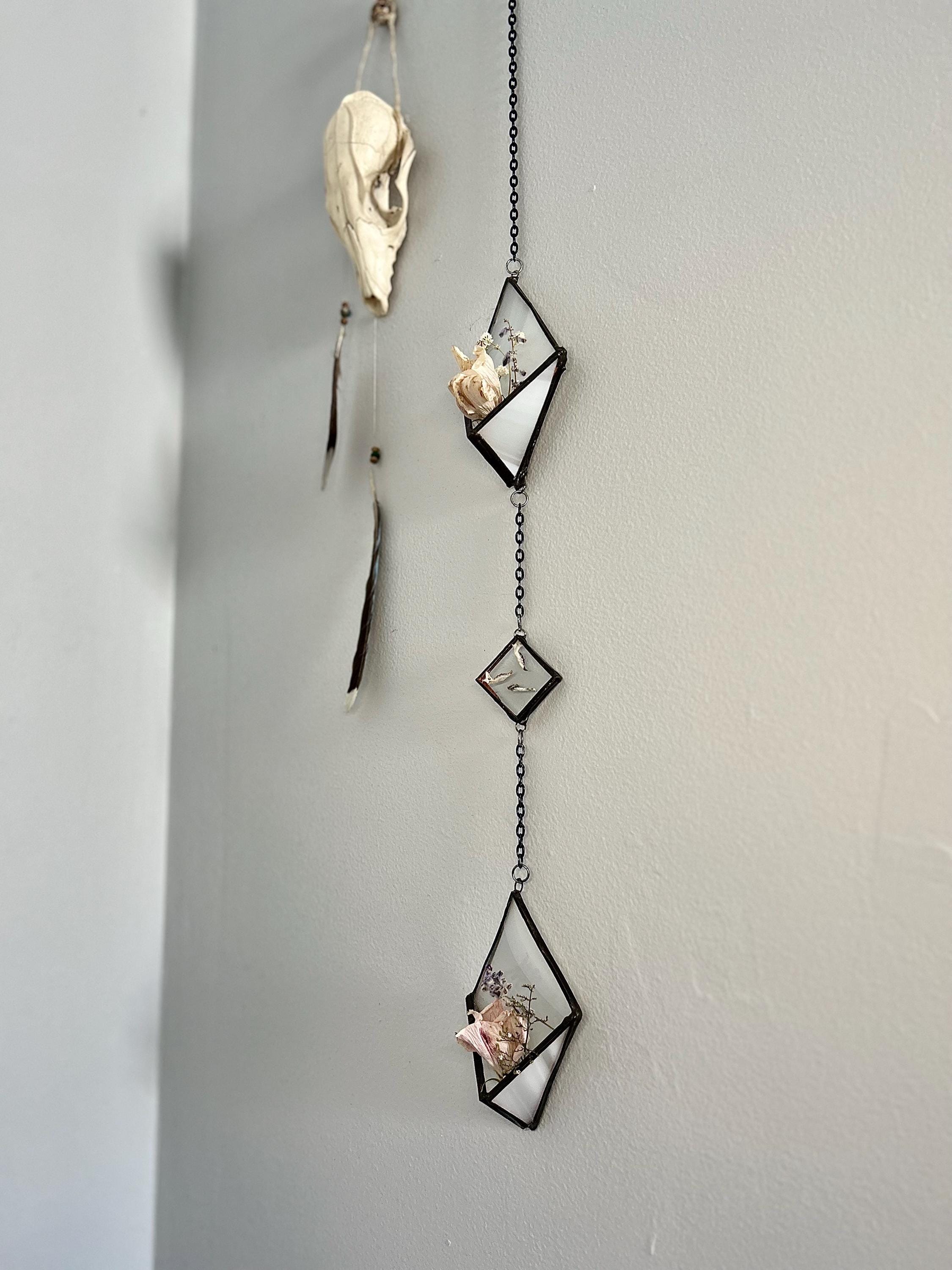 Tiny Bones & Stained Glass Wall Pockets for Air Plants or Dried Flowers ...