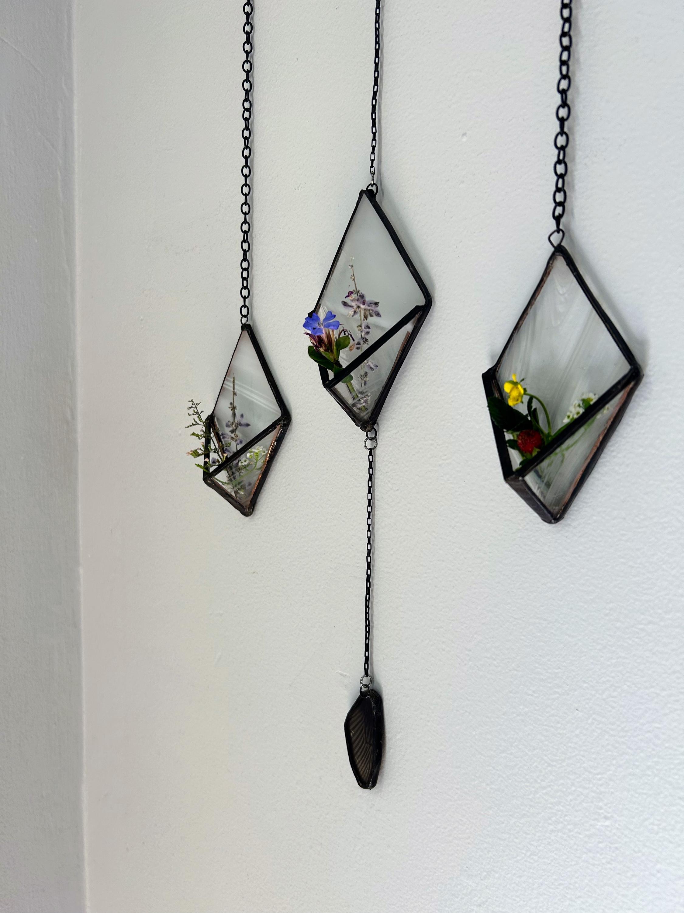 Butterfly Wing & Stained Glass Wall Pockets 3 for Air Plants or Dried ...