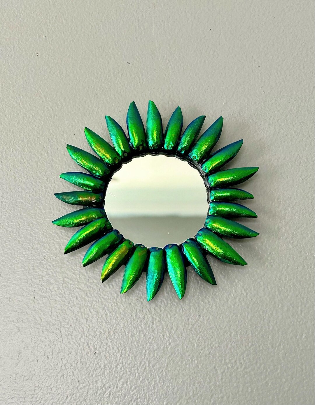 Beetle Wing Framed Mirror - Real Insect Wings - Wall Art - Shiny Green ...