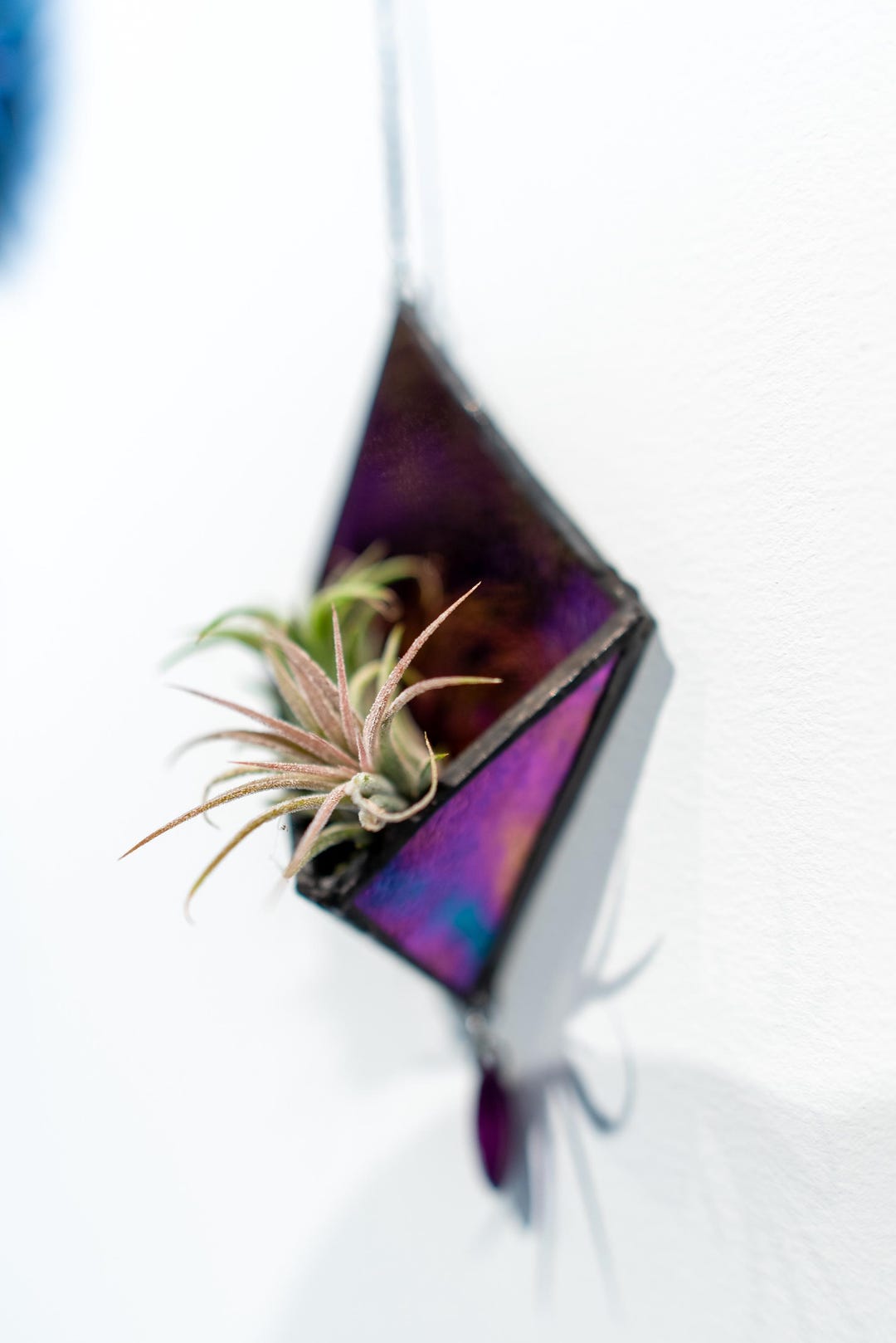 Shiny Purple Stained Glass Wall Pockets (2) - for Air Plants or Dried ...