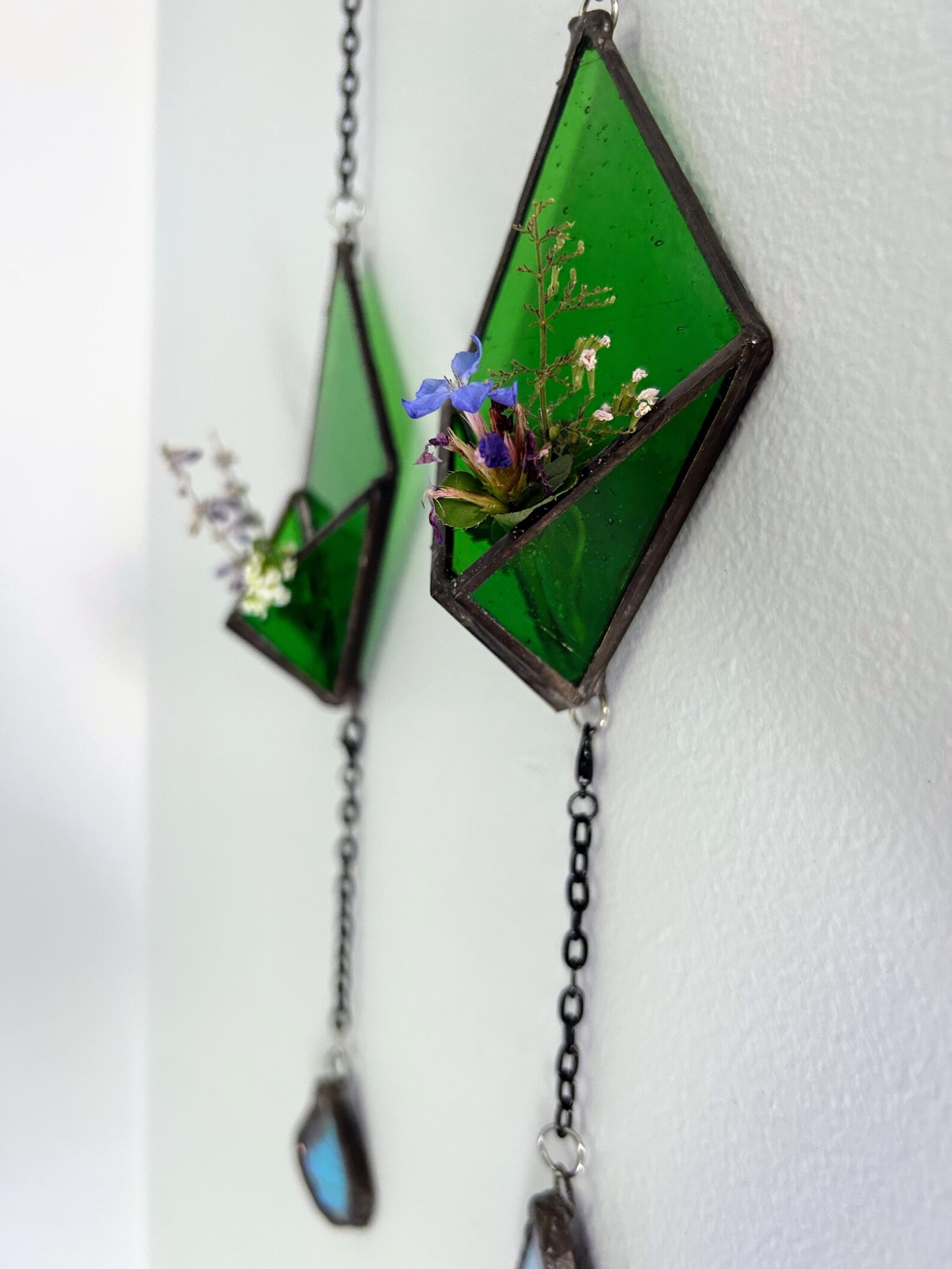 Butterfly Wing & Stained Glass Wall Pockets (2) - for Air Plants or ...