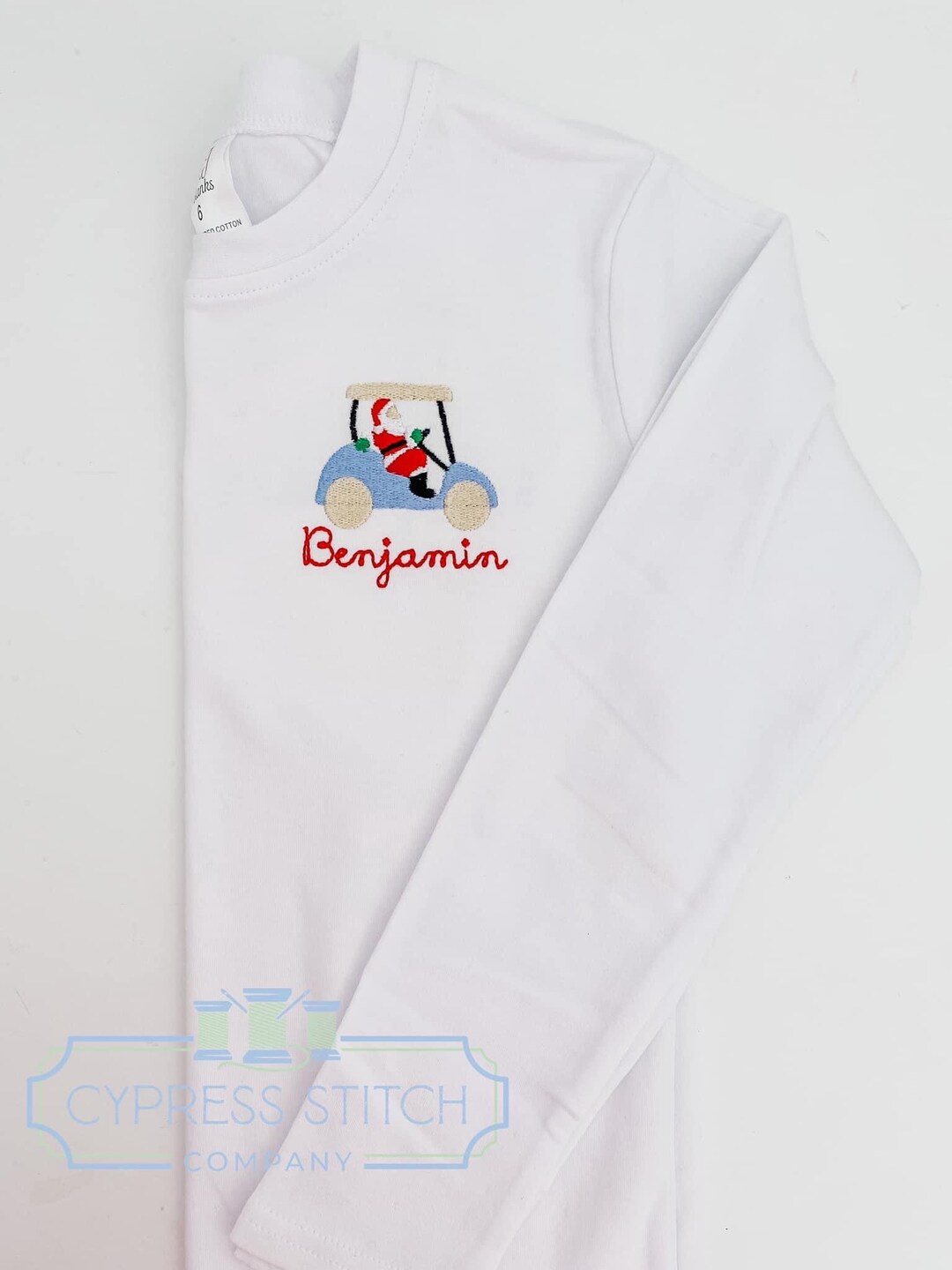 Boys Golf Cart Santa Chest Monogram Shirt, Personalized Shirt, Toddler ...