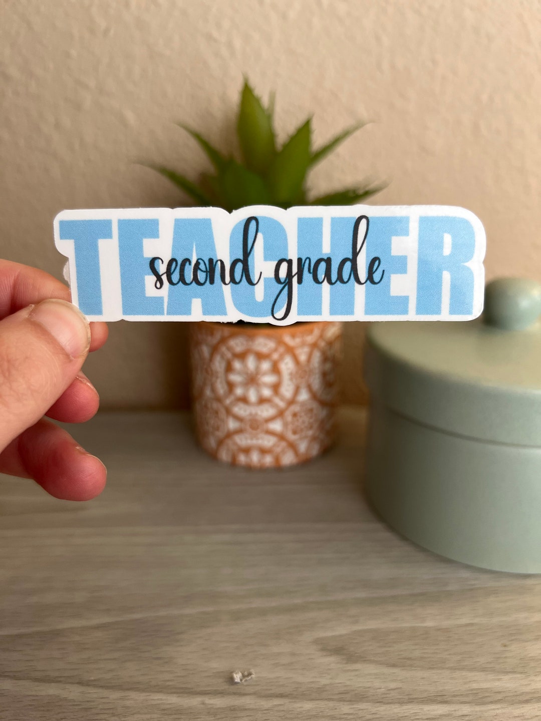 Second Grade Teacher Sticker: Vinyl Decal - Etsy