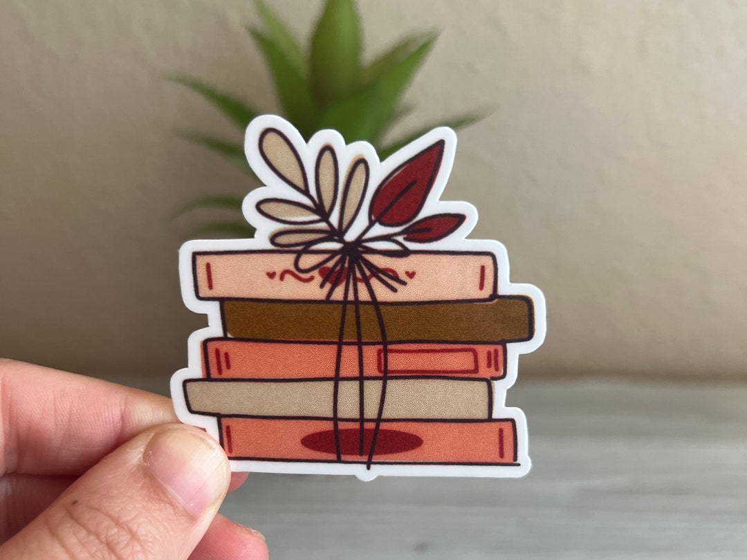 Stack of Books Vinyl Sticker, Book Lover Stickers, Waterproof Vinyl ...