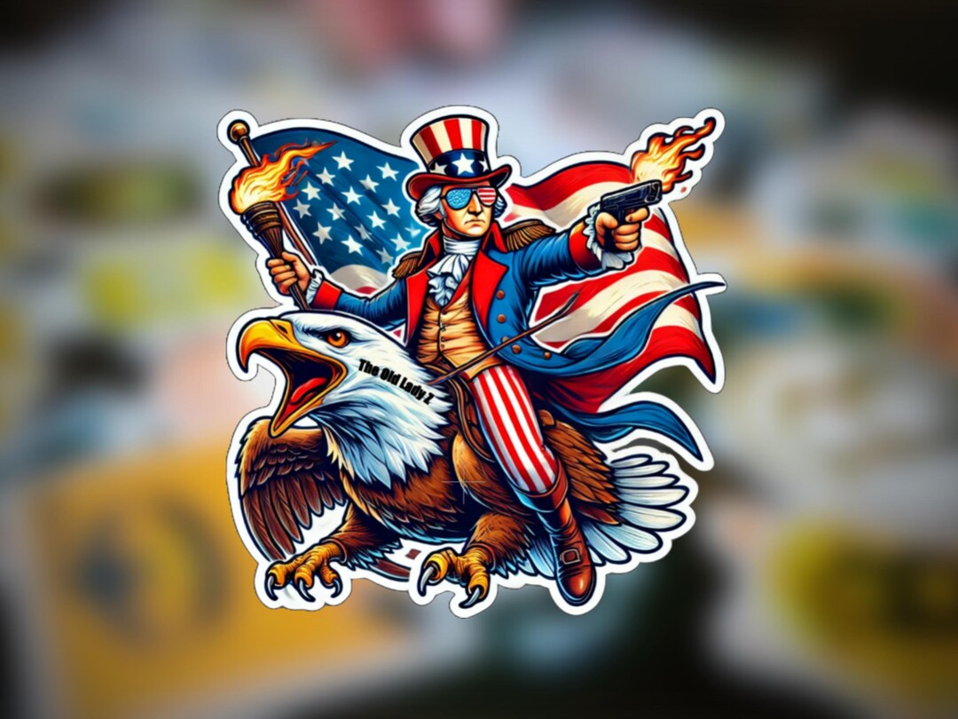 George Washington Riding an Eagle Sticker; America; 'murica; Funny ...