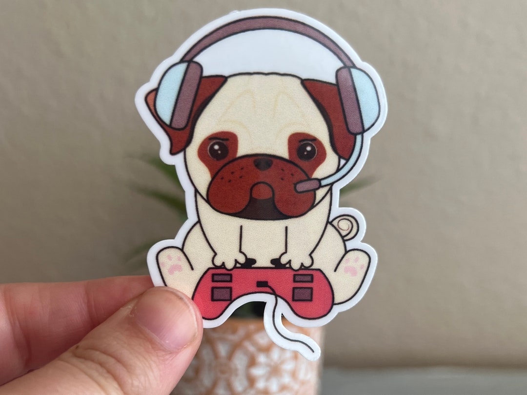 Cute Gamer Dog Vinyl Sticker, Sticker for Gamers, Sticker for Pet ...