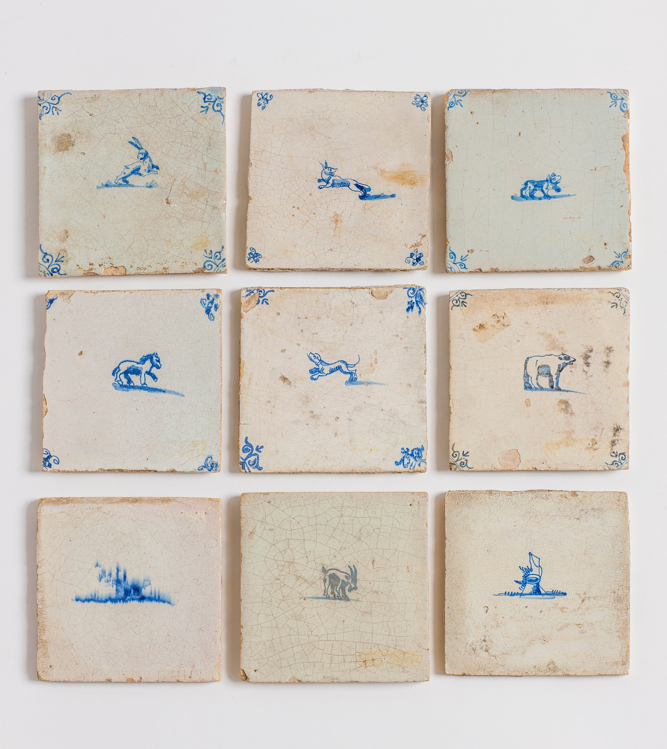 Set of 18 Dutch White and Blue Delft Tiles Circa 17th - 18th Century - Etsy