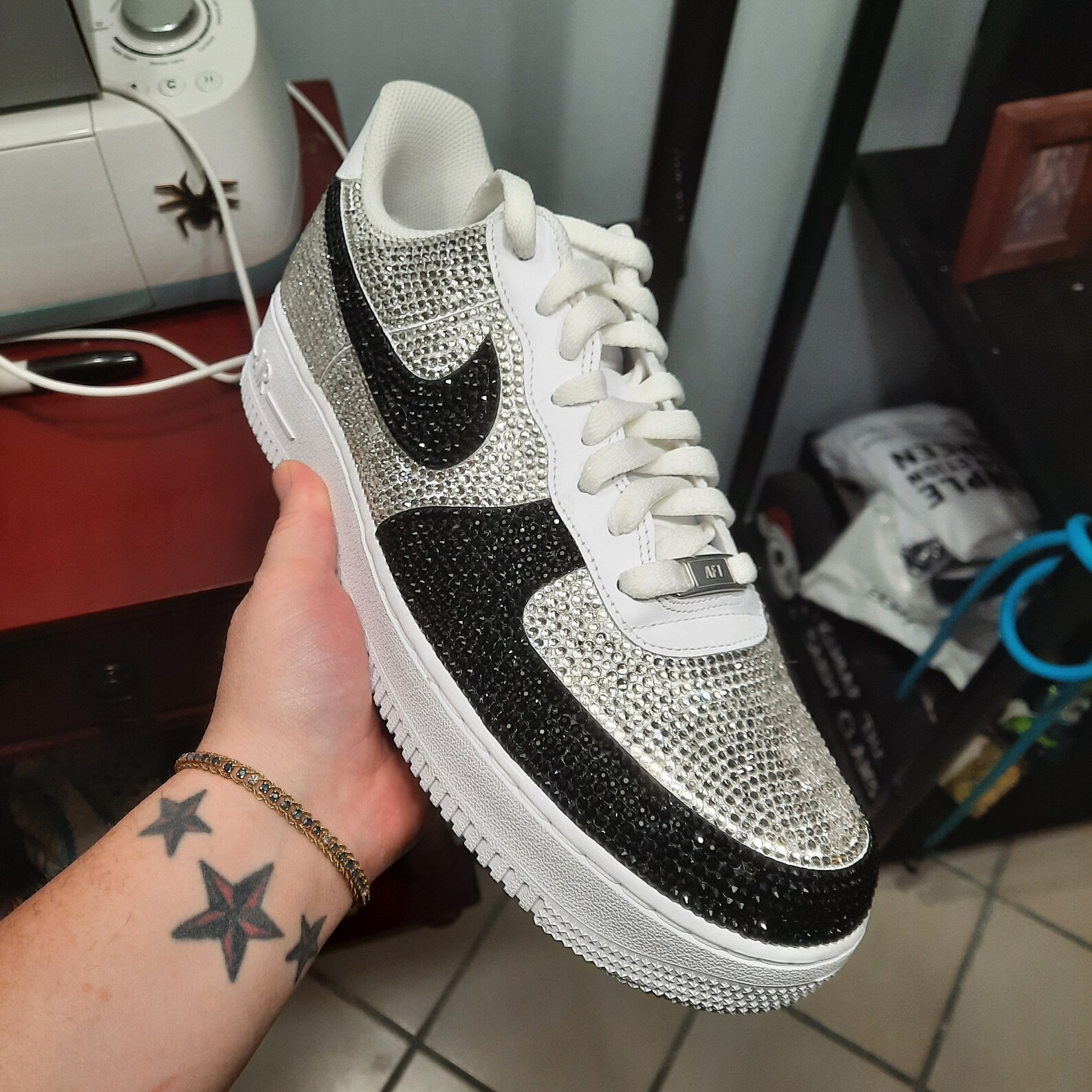 Custom Nike Air Force 1s With Crystals Gems, Hand Placed Crystals ...
