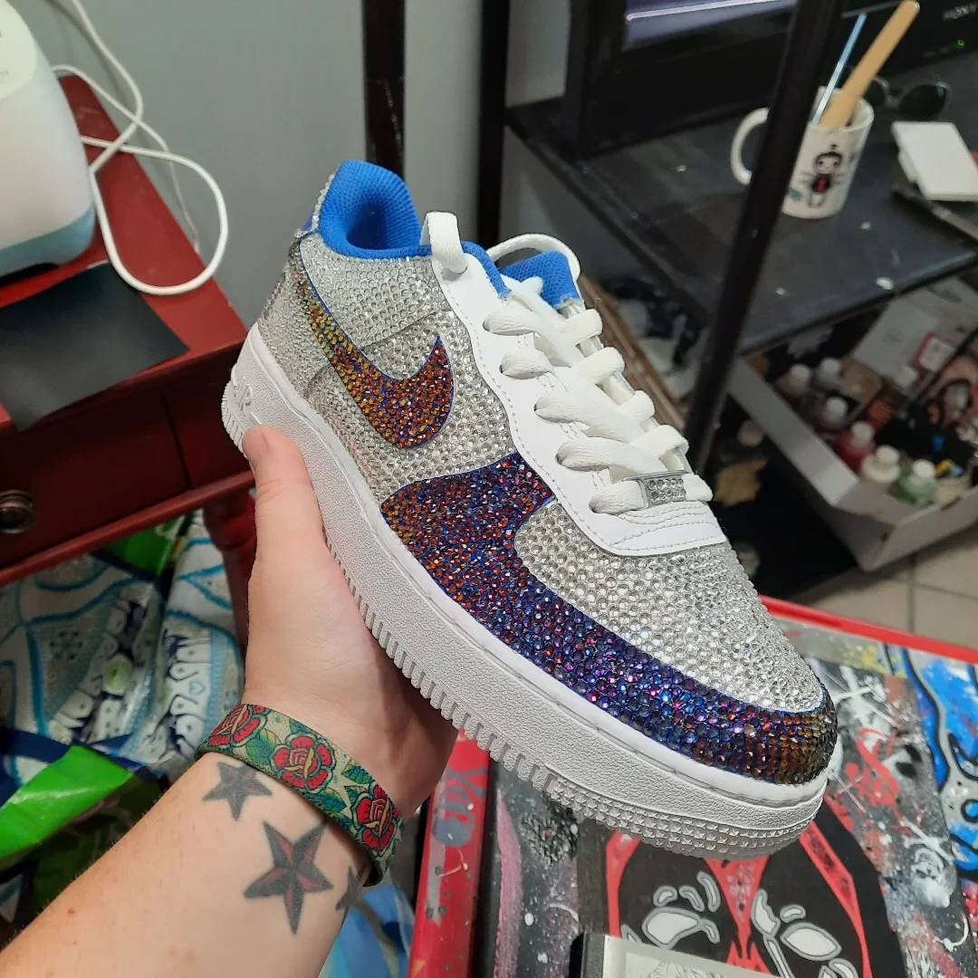 Custom Nike Air Force 1s With Crystals Gems, Hand Placed Crystals ...