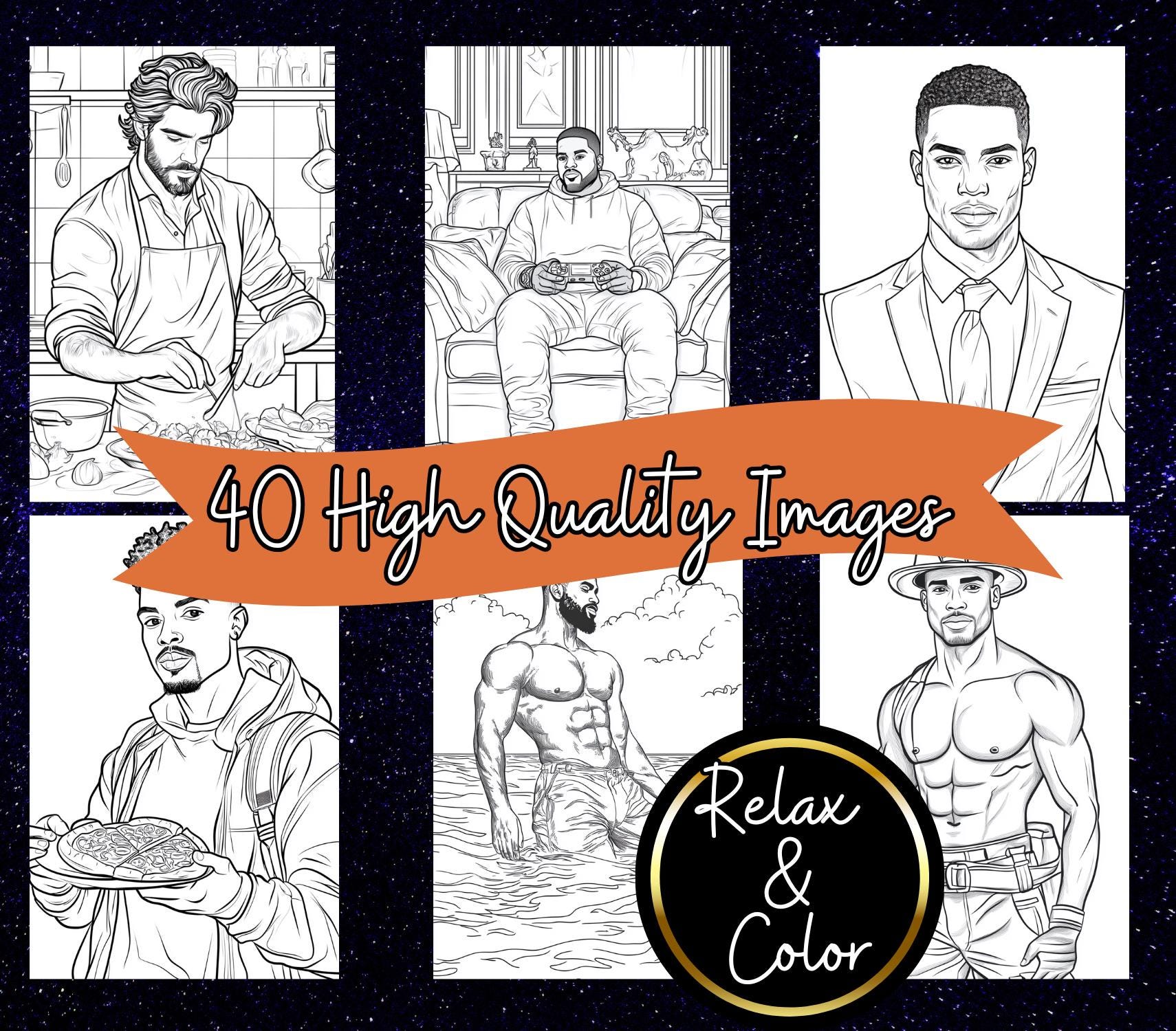 40 Men Coloring Pages | Men Coloring Book | 40 Page Adult Coloring Book ...