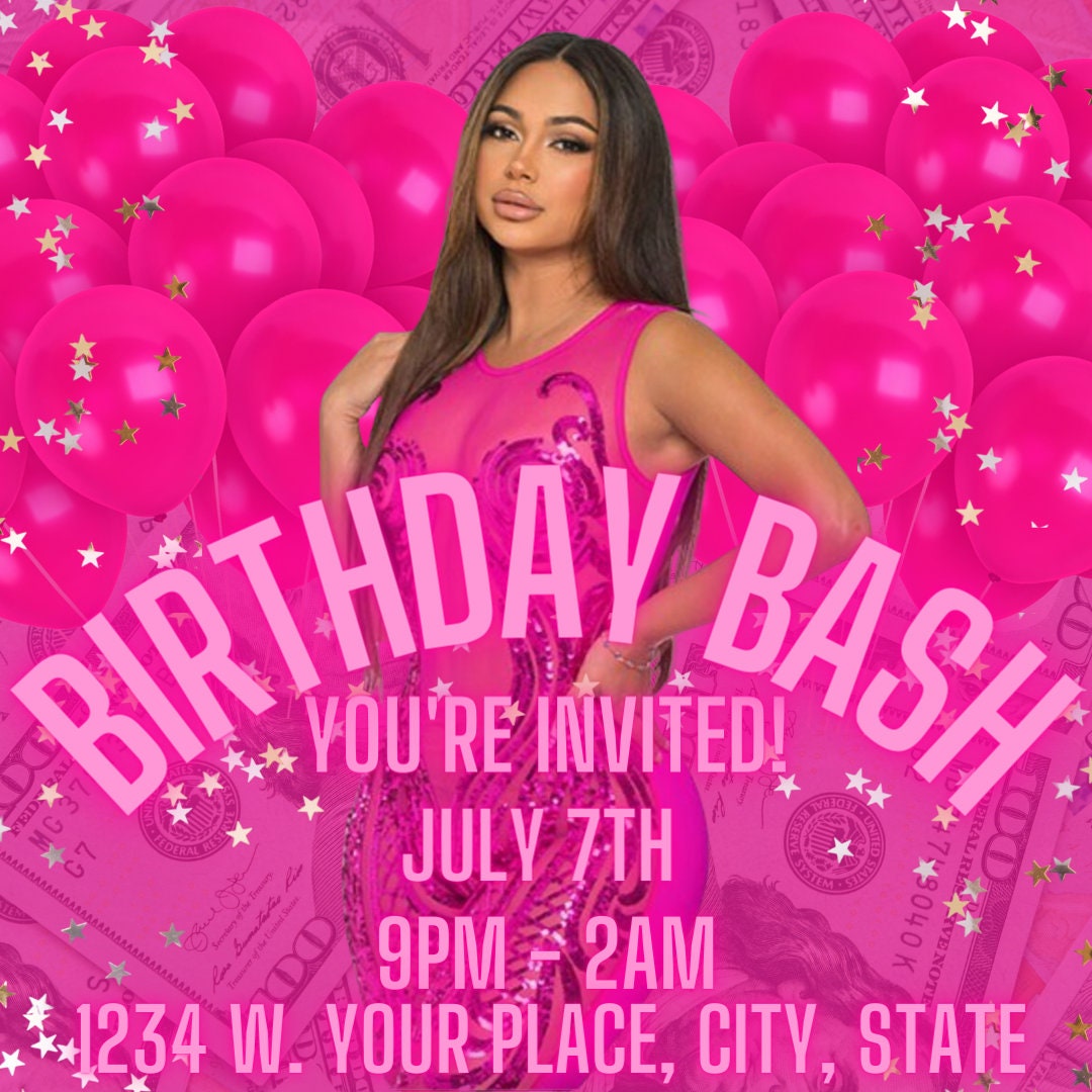 Pink Birthday Bash Flyer | Pink Birthday Flyer | Birthday Invite ...