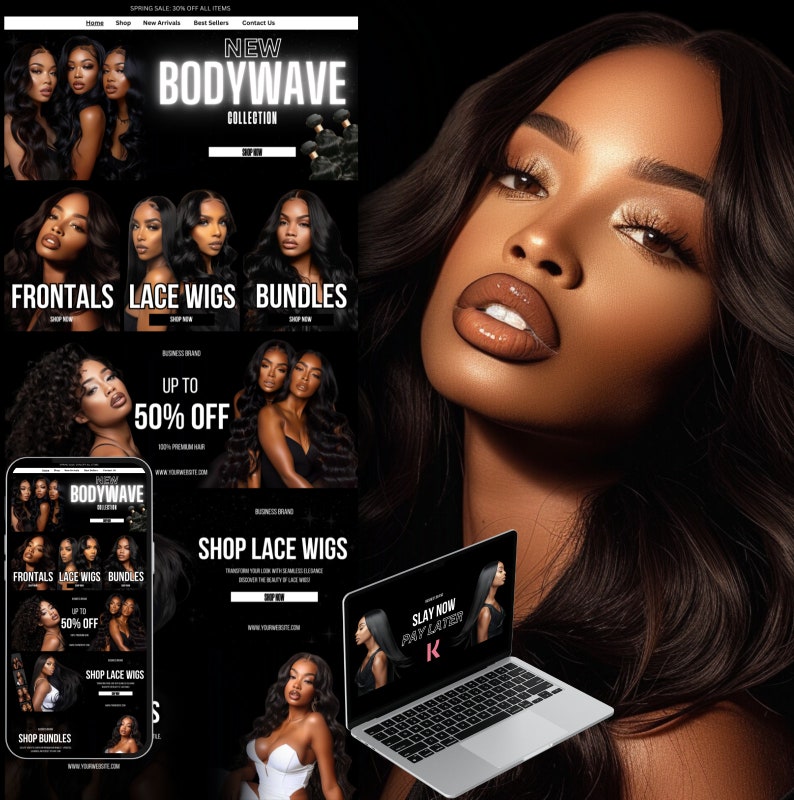 Hair Website Design, Hair Website Template, Lace Wig Website, Hair ...