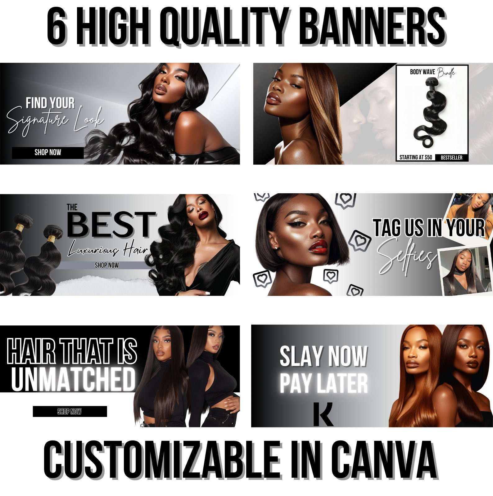 DIY Hair Website Banner Set, Beauty Hair Website Template Design, Hair ...
