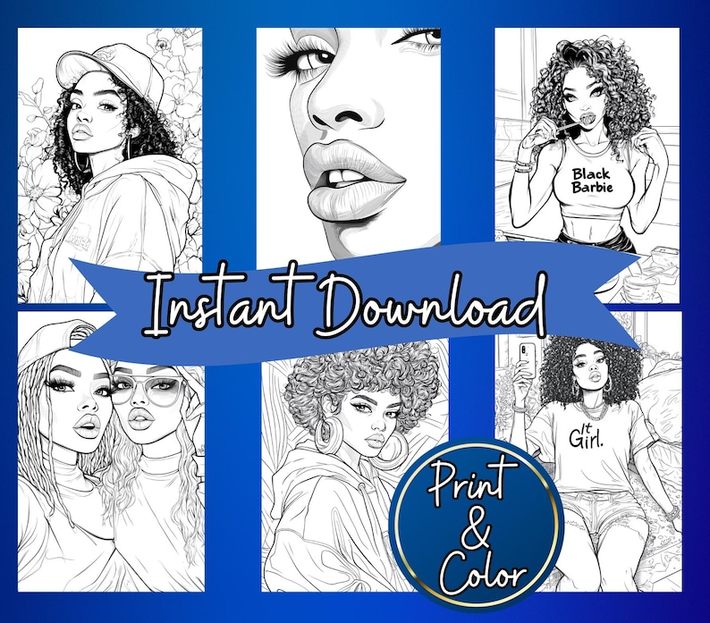 40 Black Women Coloring Pages | Black Women Coloring Book | 40 Page ...
