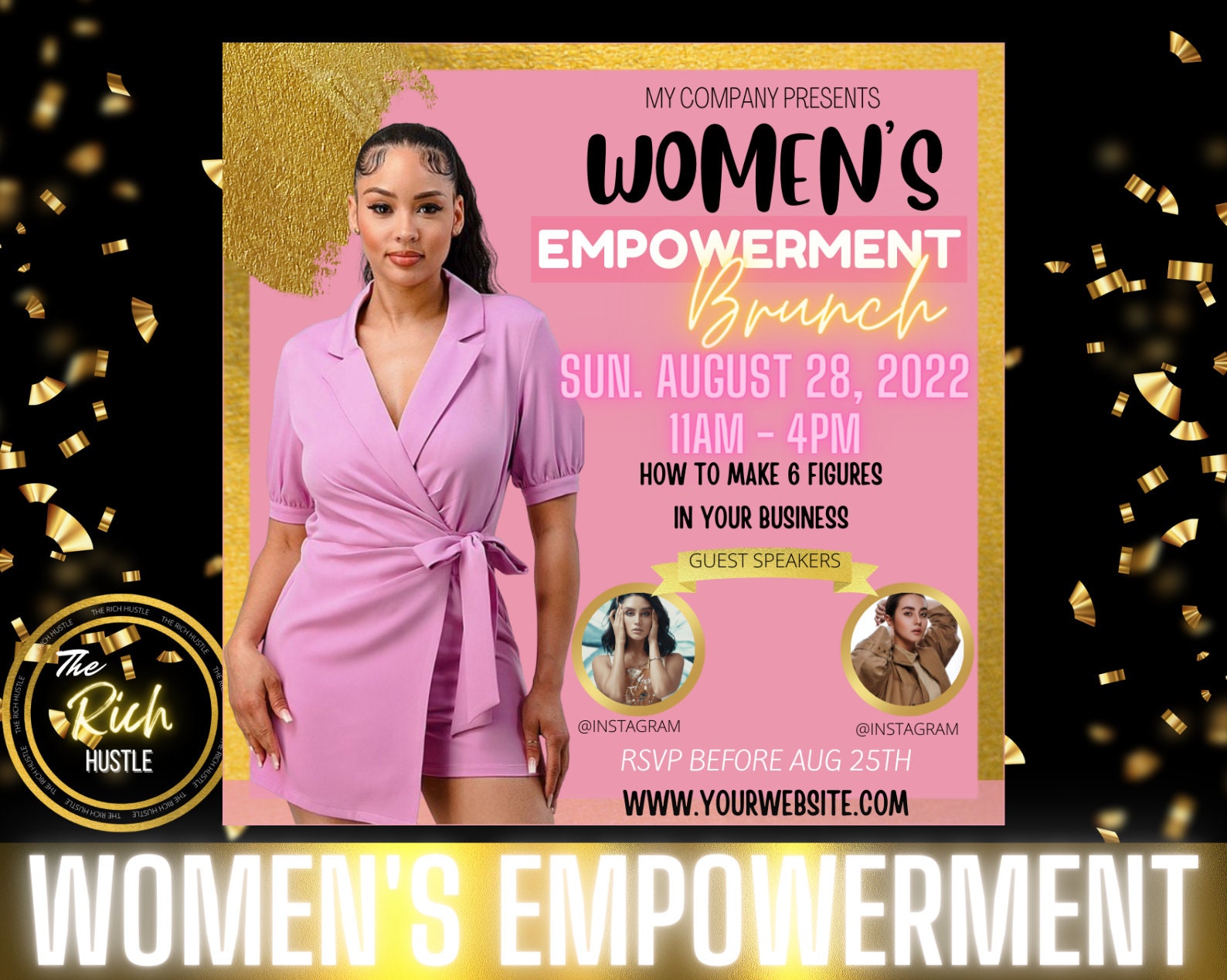 Women Empowerment Flyer, Womens Brunch, Womens Flyer, Pink Flyer, Gold Flyer, Business Flyer ...