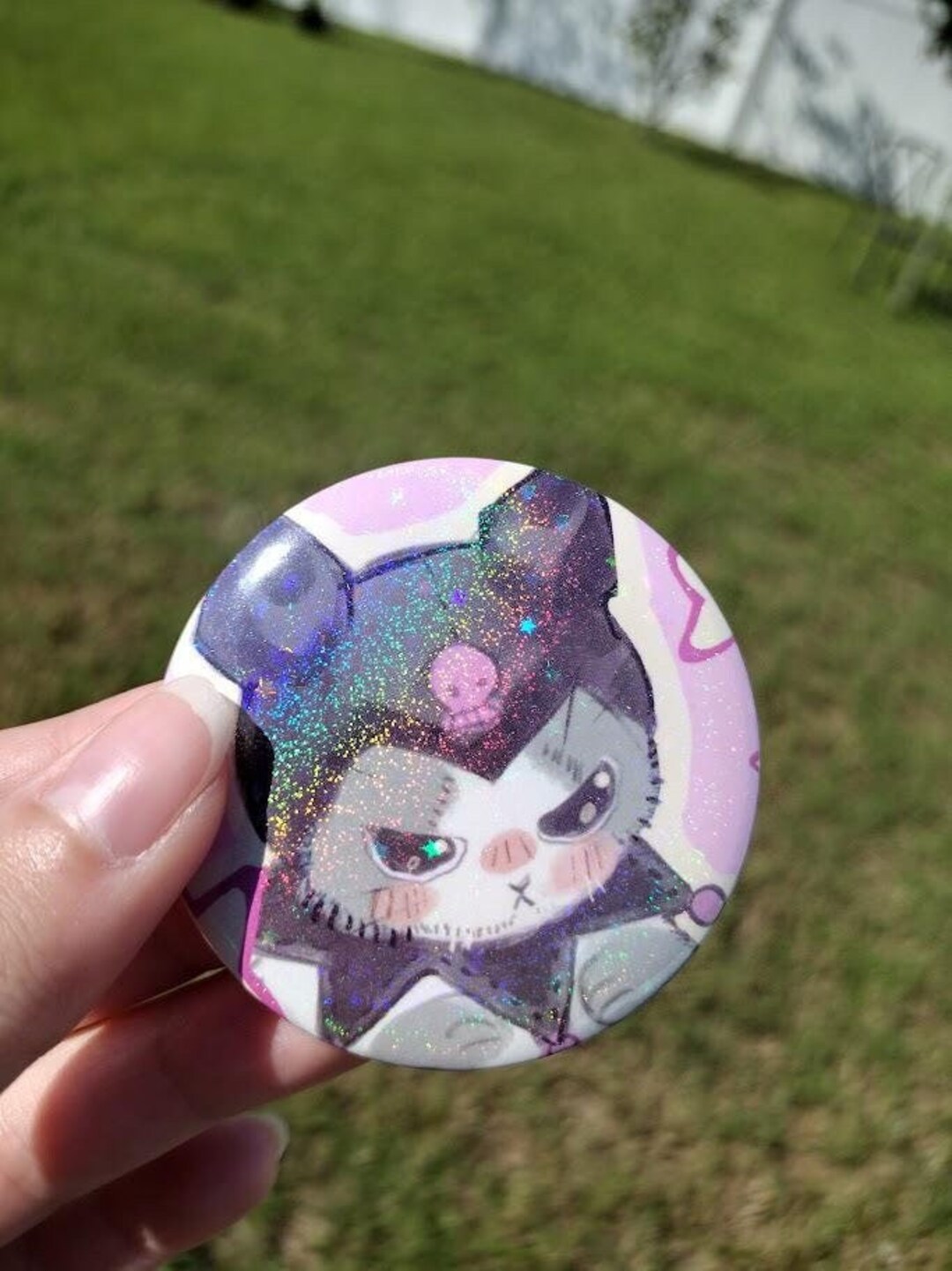 Grumpy Kitty Kuromi Rainbow Button - Etsy