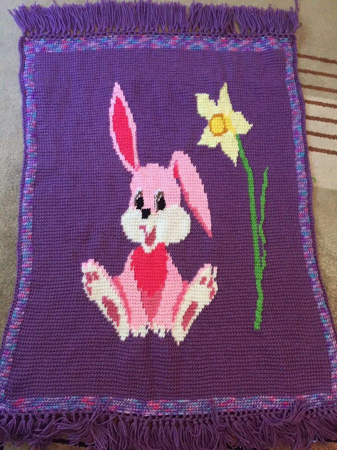 CUSTOM Bunny Rabbit Crochet Afghan Baby and Children's Blanket 2-3 ...