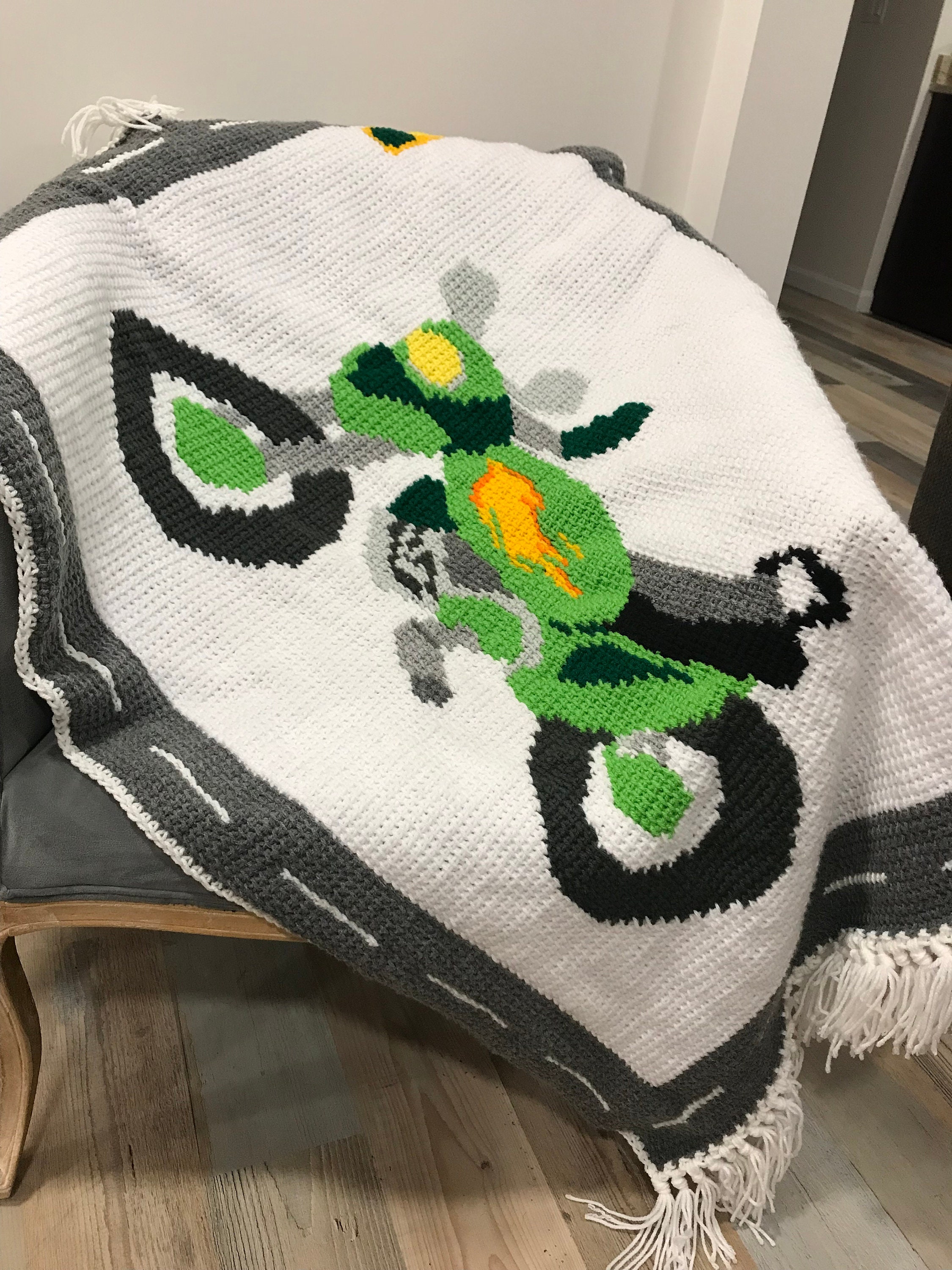 1167 Motorcycle With Road and Stoplight Crochet Afghan Baby and ...