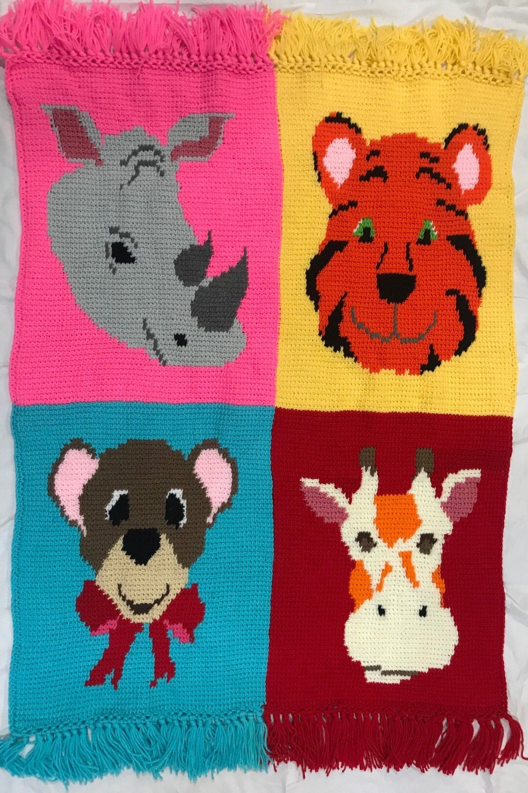 1164 Animal Faces Crochet Afghan Baby and Children's - Etsy