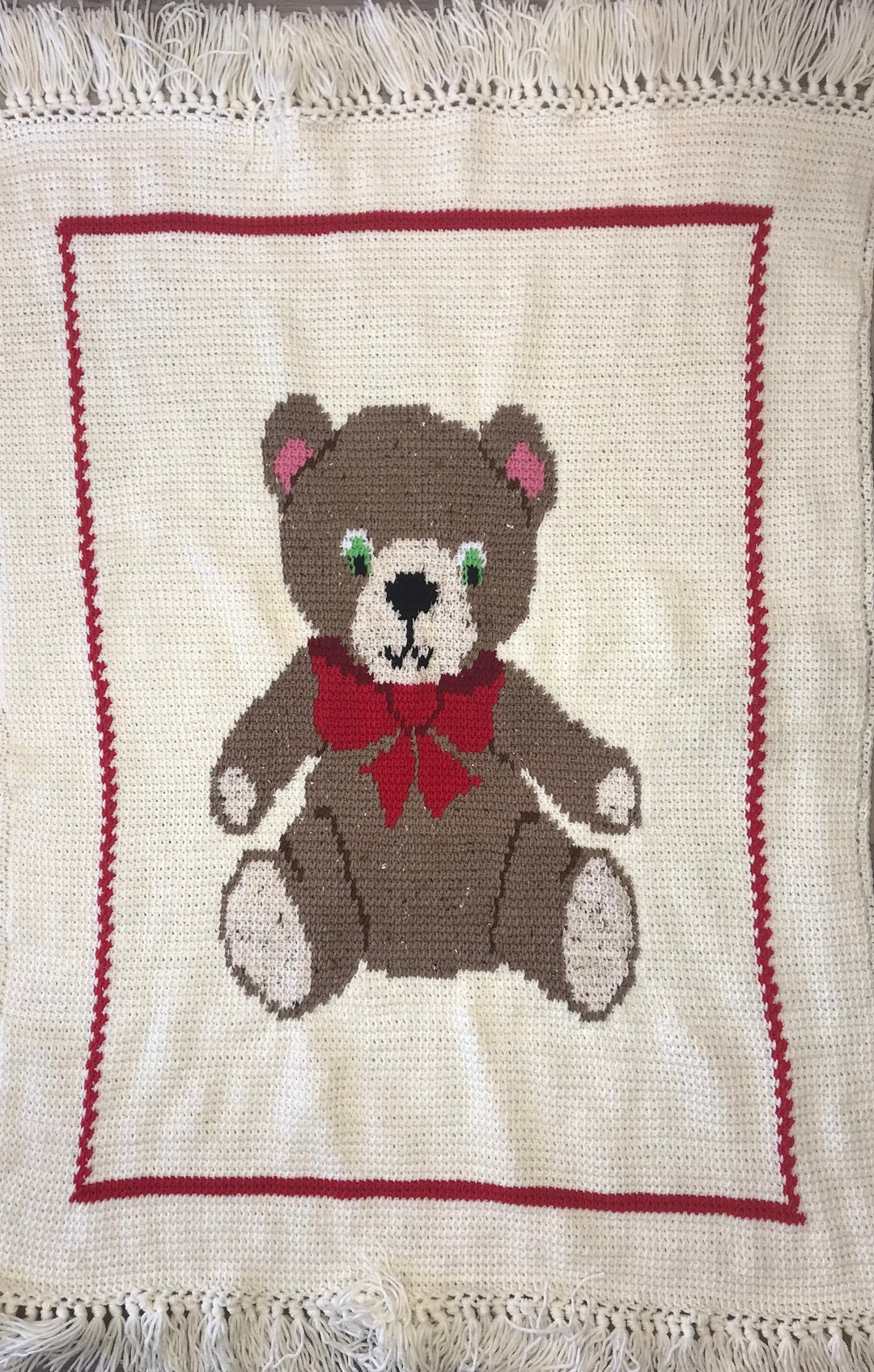 1187 Teddy Bear Crochet Afghan Baby and Children's Blanket - Etsy