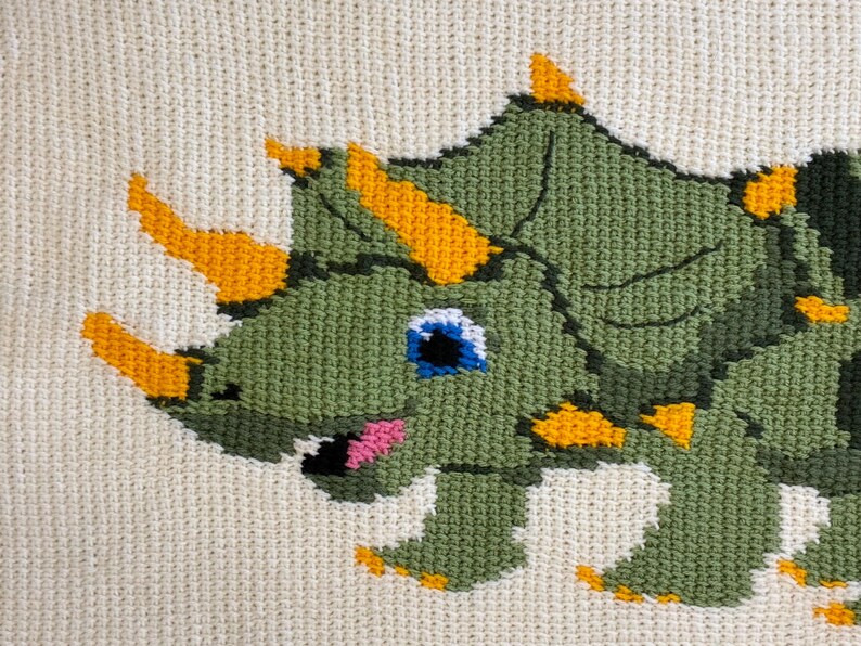1125 Triceratops Dinosaur Green and White Afghans for Babies and ...