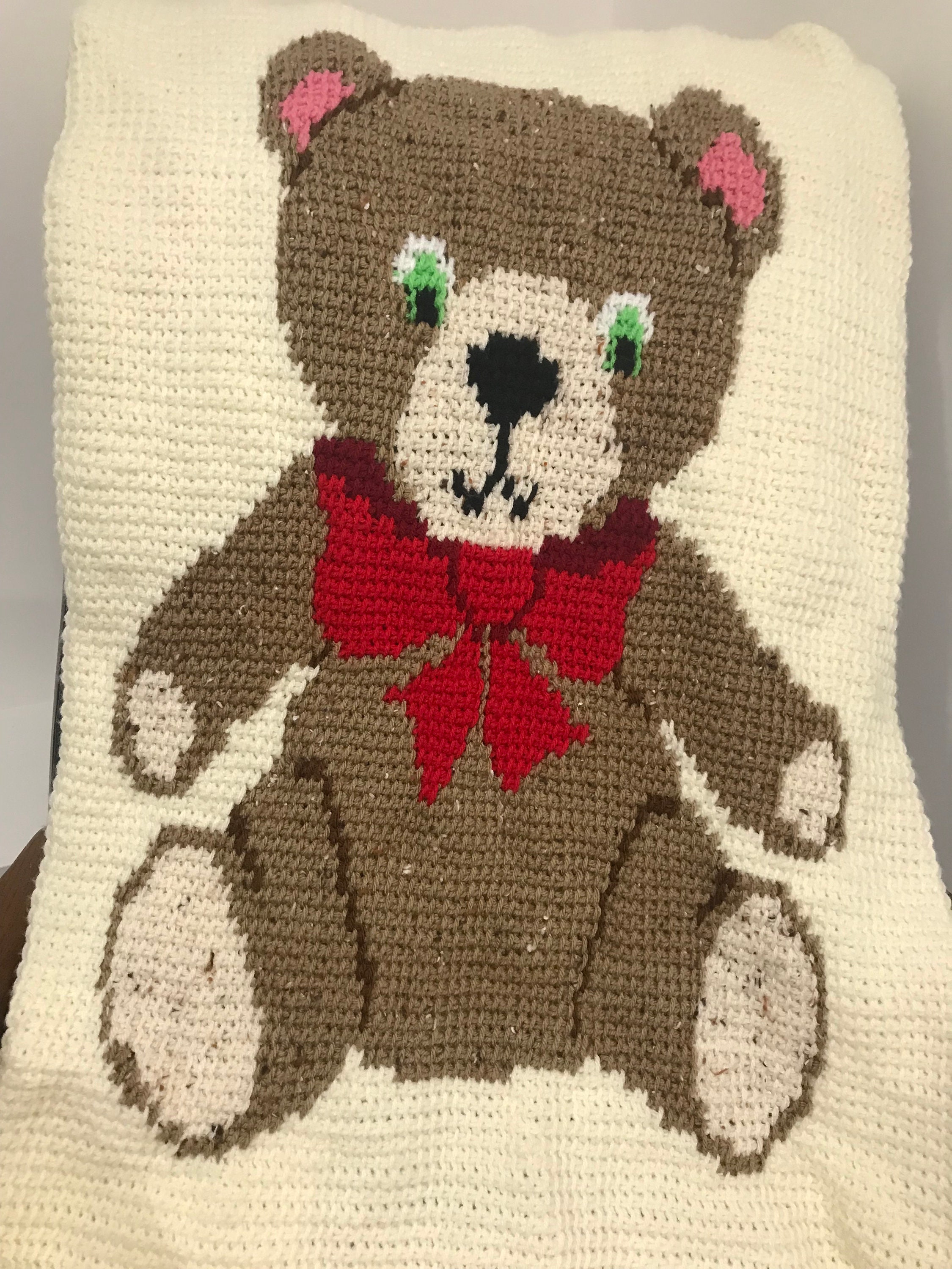 1187 Teddy Bear Crochet Afghan Baby and Children's Blanket - Etsy