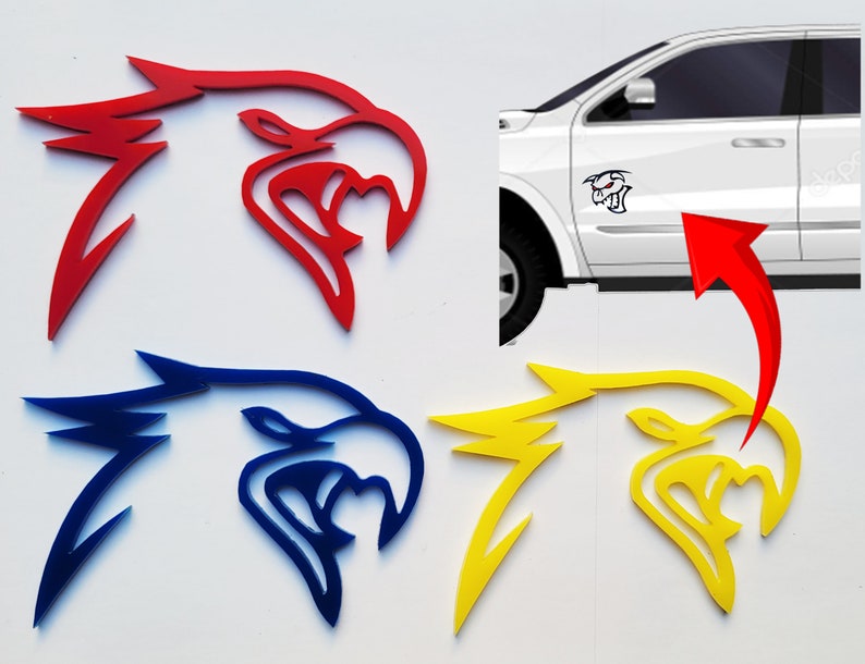 2x Hawk Bird Hellhawk Emblem Logo for Jeep Grand Cherokee Trackhawk SRT ...