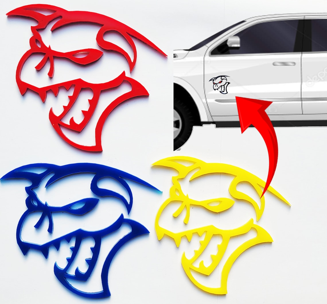 2x Demoncat Ghoul Logo Emblem Badge for Challenger Charger Hellcat ...