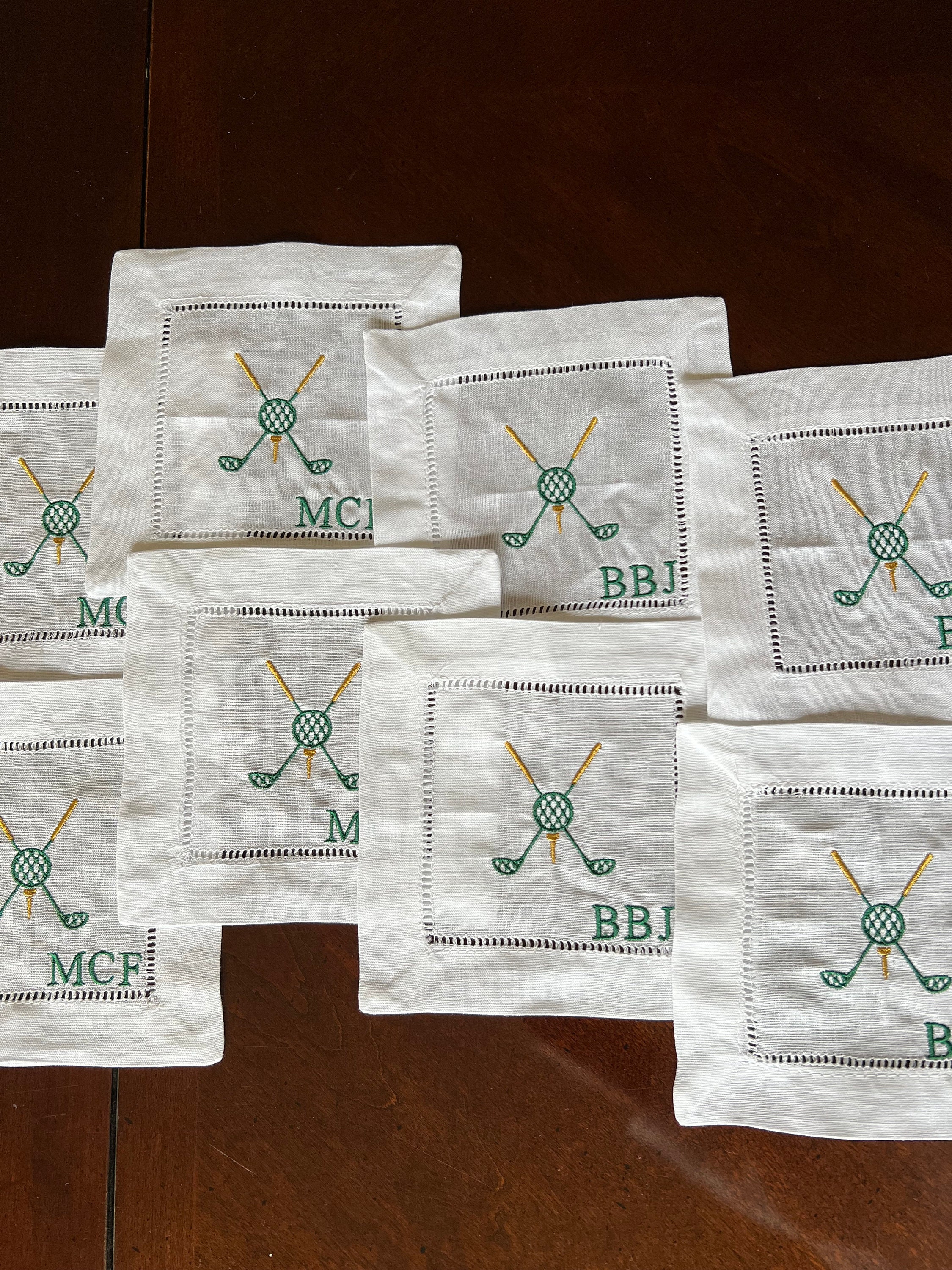 Golf Club Linen Hemstitch Cocktail Napkins (set of 4) - Etsy