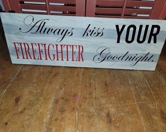 Keep Calm and Love A Firefighter Wood Sign - Etsy