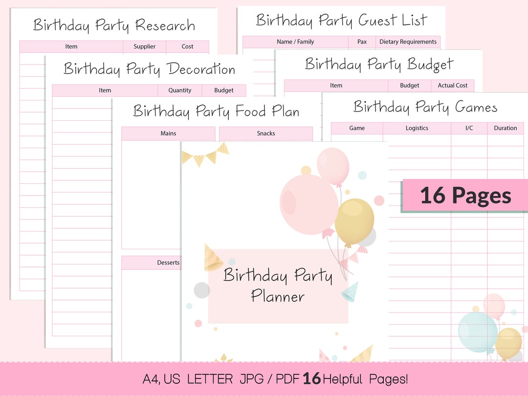 Printable Birthday Party Planner Event Planner Birthday - Etsy