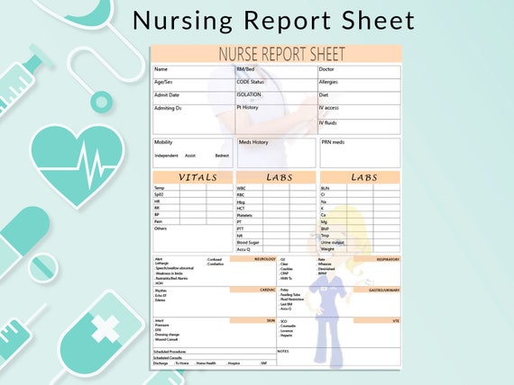 Minimal Nurse Report Sheet Printable Nurse Report Sheet A4 - Etsy