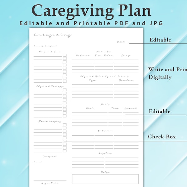 Caregiver Daily Log - Etsy