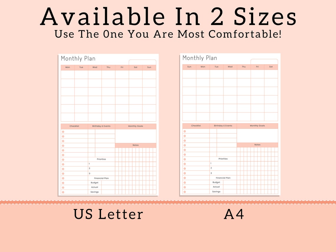 Printable Monthly Overview 30-day Tracker PDF Format - Etsy
