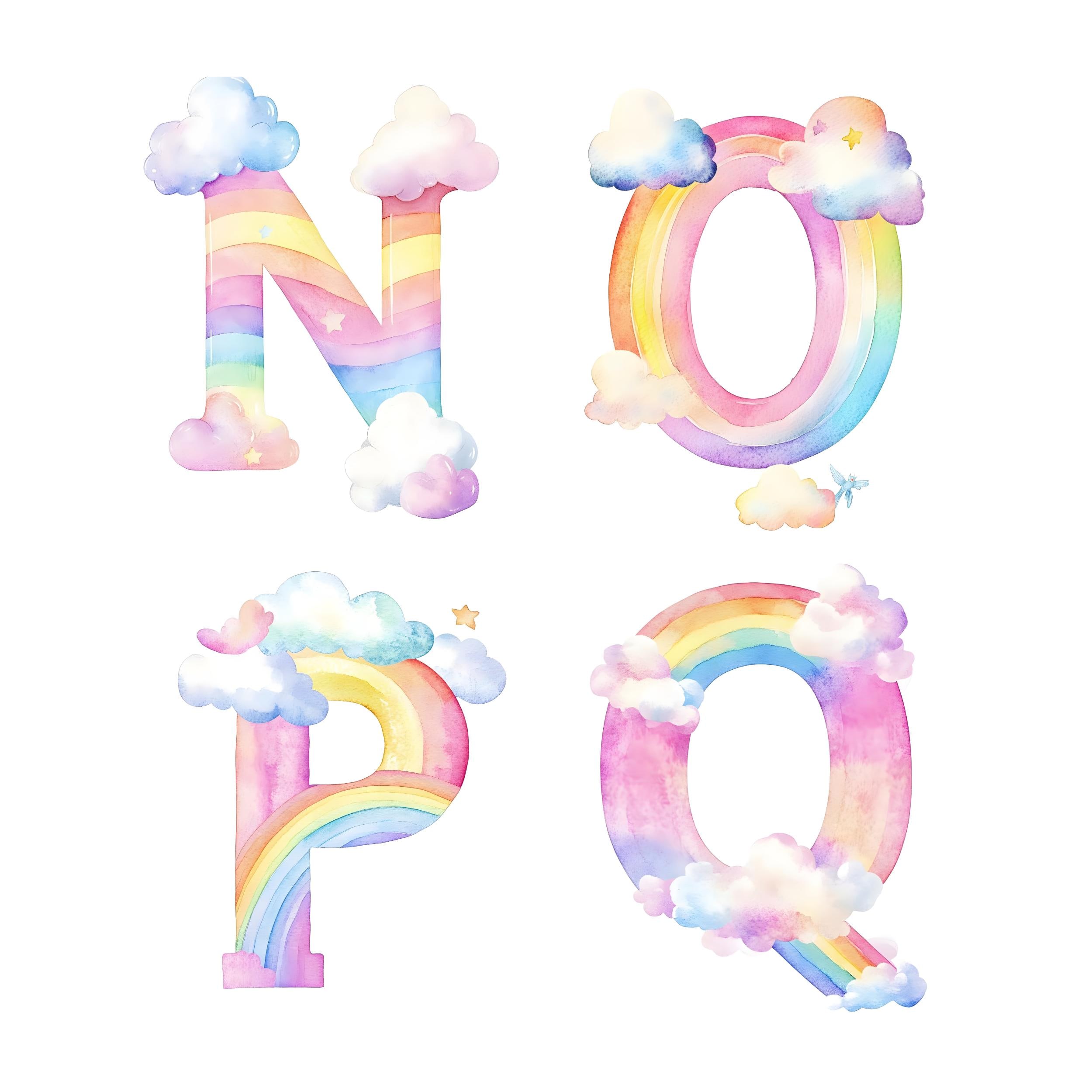 ABC Watercolor Rainbow Alphabet Letters Bundle, Watercolor Clip Art ...