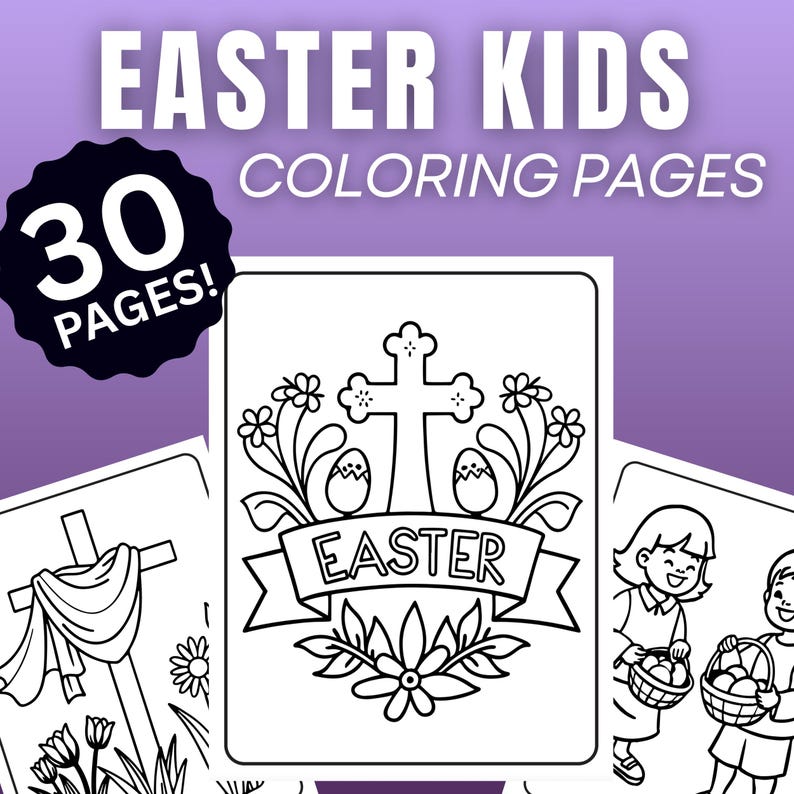 Religious Easter Coloring Pages Bundle #1 for Kids, 30 Pages - Instant ...