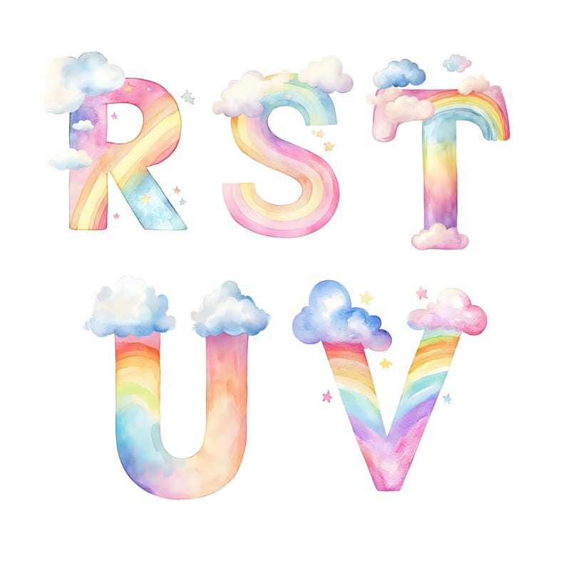 ABC Watercolor Rainbow Alphabet Letters Bundle, Watercolor Clip Art ...