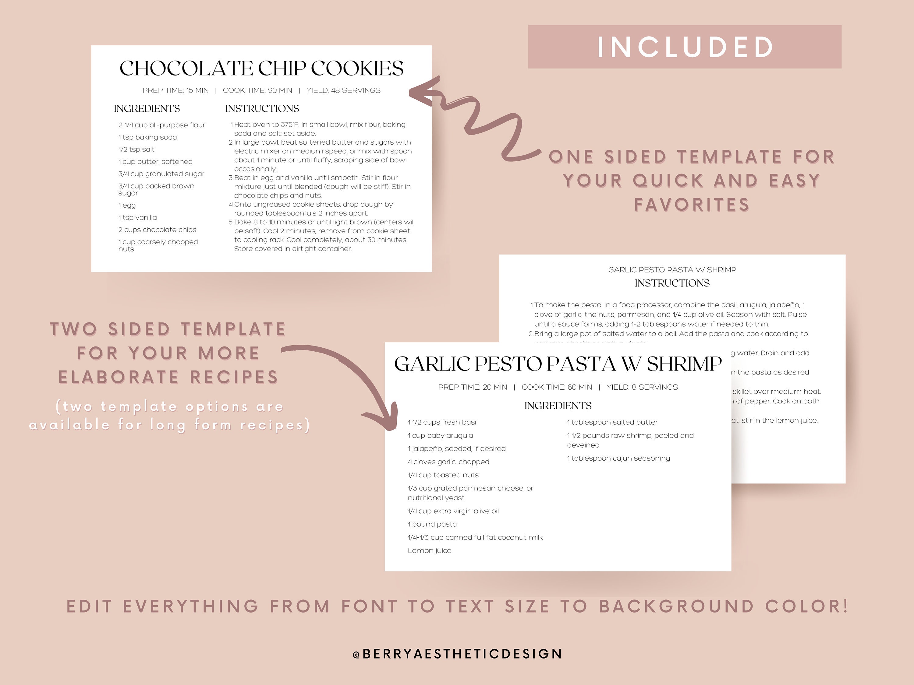 Digital Recipe Card Template | EDITABLE Canva Recipe Cards | 4x6 | 5x7 ...