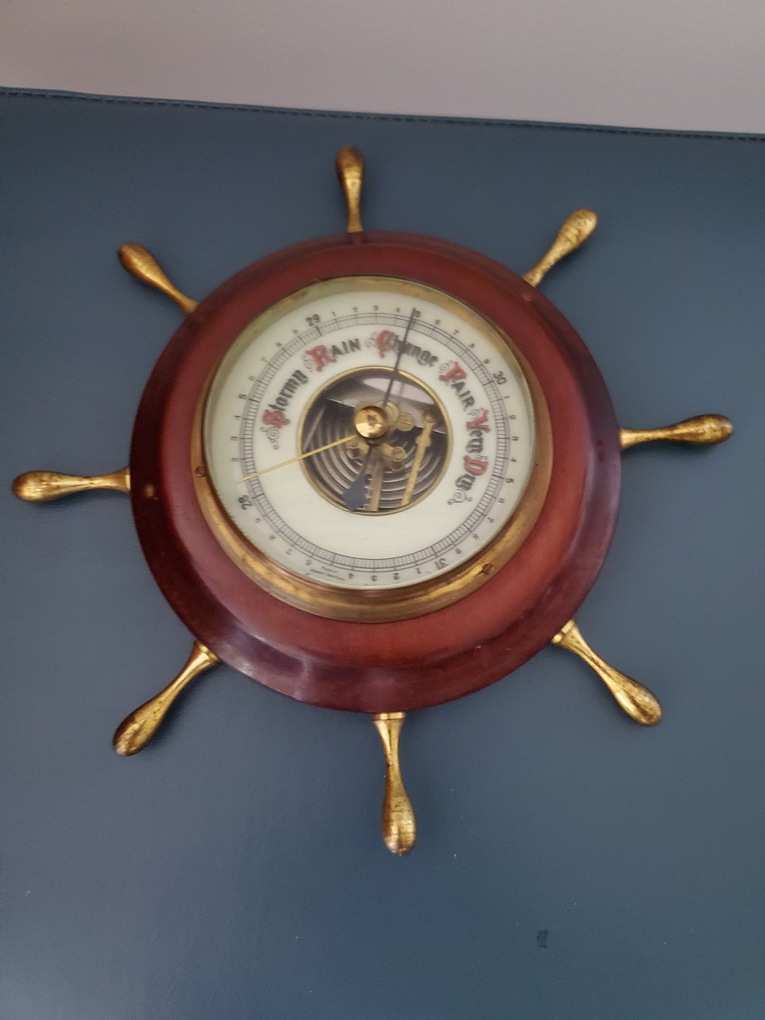 Vintage Wall Barometer/marine Cased/brass Accent/porcelain - Etsy