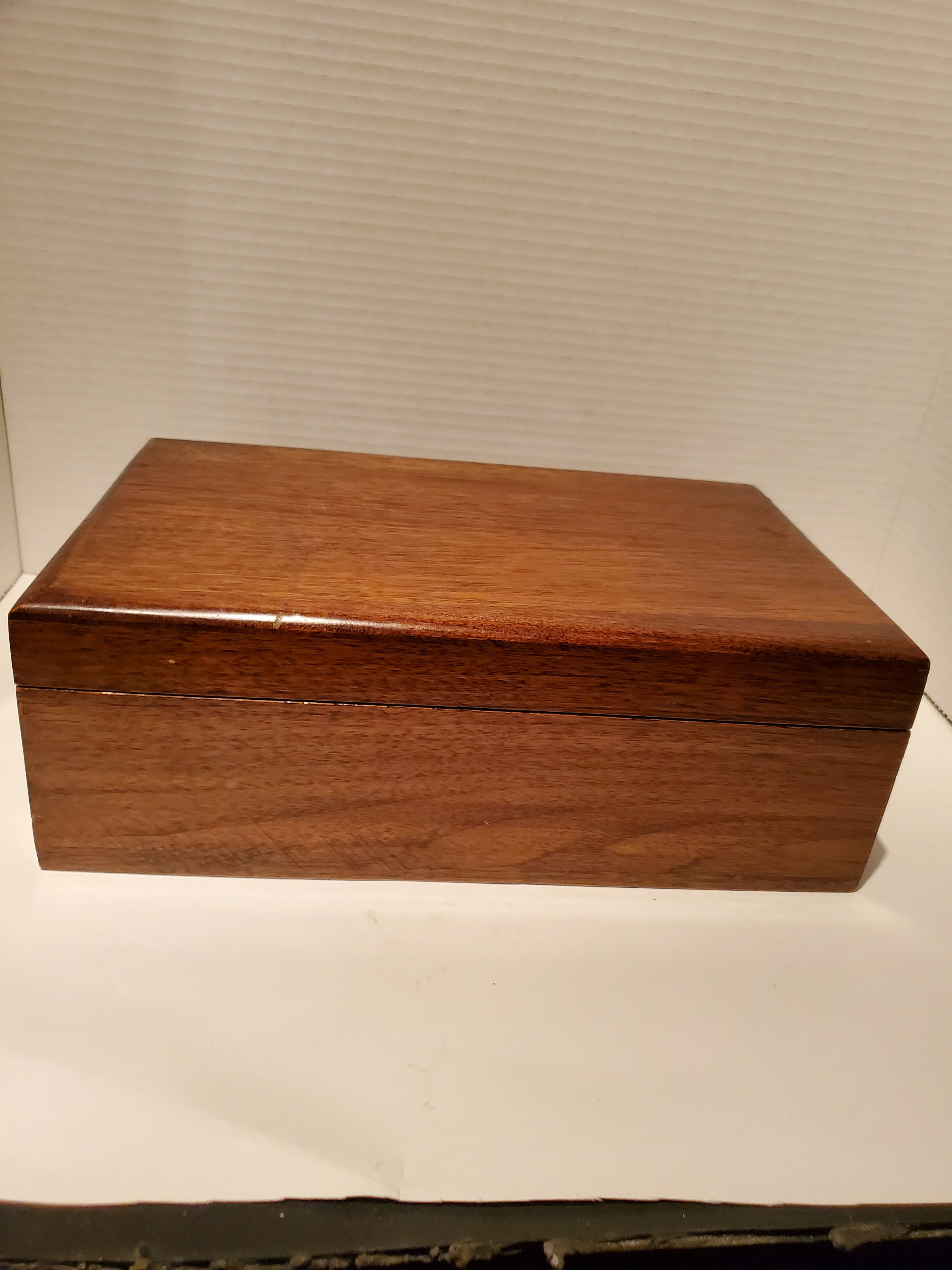 Antique Oak Box/old Wooden Box/stationery Cabinet/vintage Hinged Wood ...