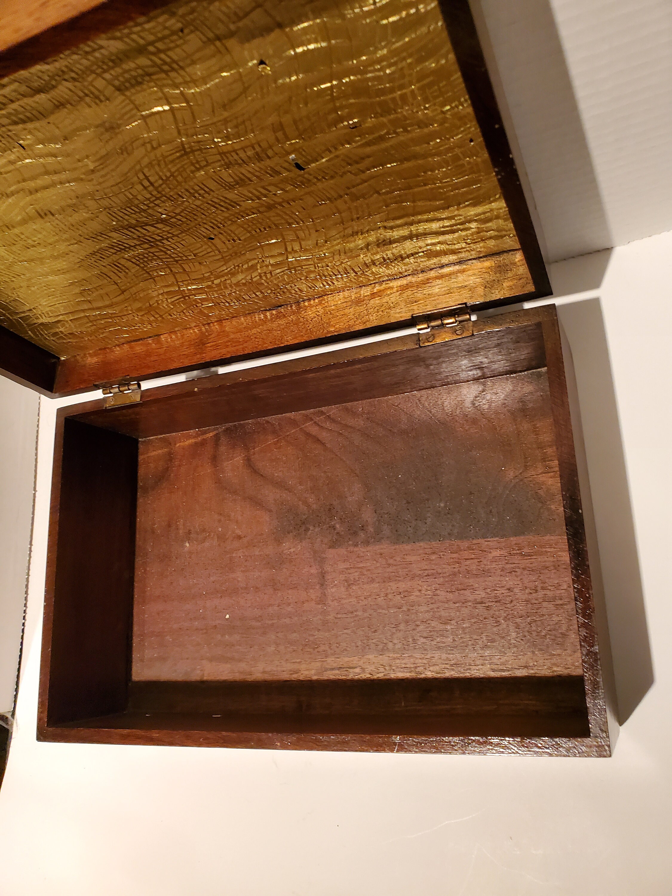 Antique Oak Box/old Wooden Box/stationery Cabinet/vintage Hinged Wood ...