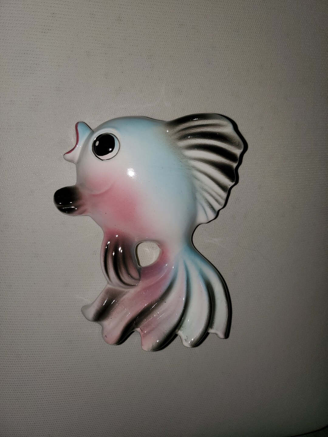 Beautiful Rare Vintage/blue and Pink Fish/angel Fish/wall Pocket/japan ...
