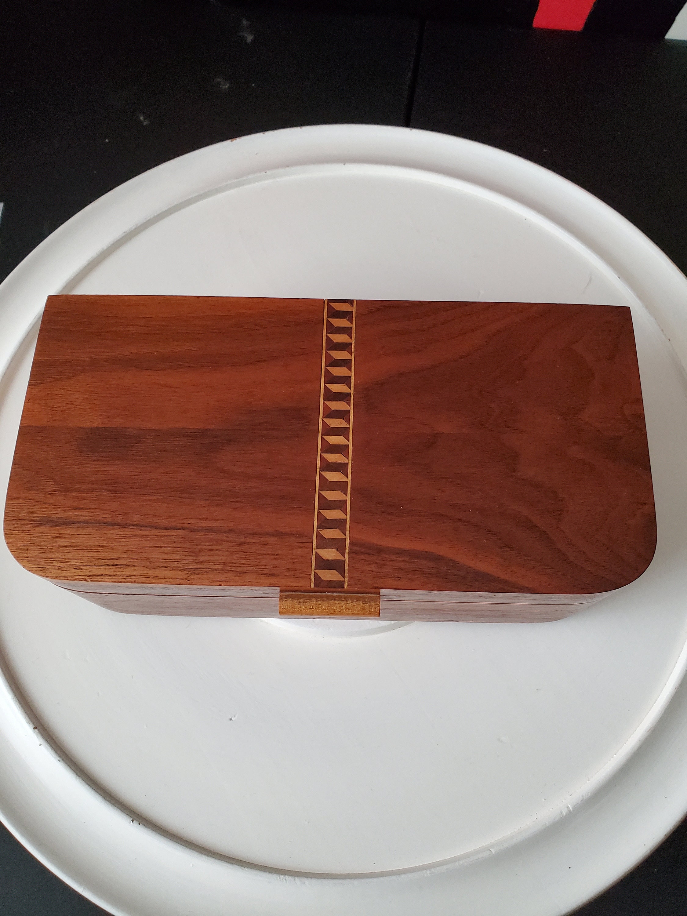 Antique Wooden Box/inlaid Box/dresser Box/vintage Hinged Wood Box ...