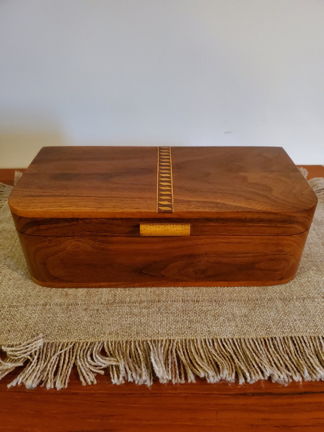 Antique Wooden Box/inlaid Box/dresser Box/vintage Hinged Wood Box ...