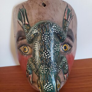 Handmade/vintage Mexican Mask/iguana Mask/ Carved Wood Folk Art/ Wall ...