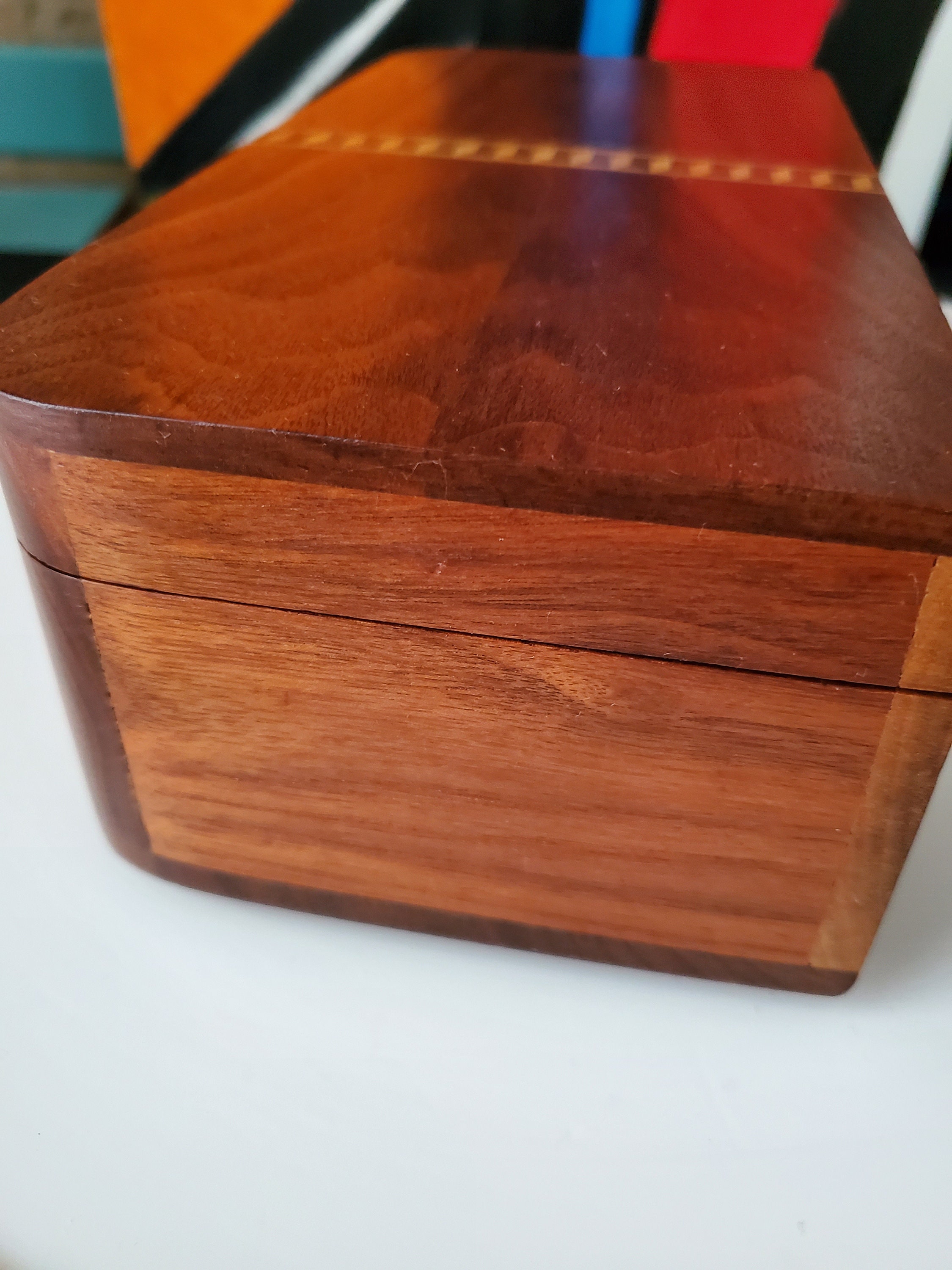 Antique Wooden Box/inlaid Box/dresser Box/vintage Hinged Wood Box ...