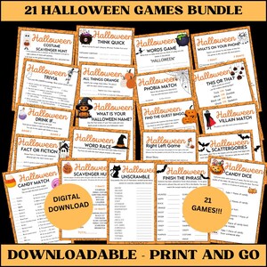 21 HALLOWEEN GAME Game Bundle Printable Halloween Party Games for Kids ...