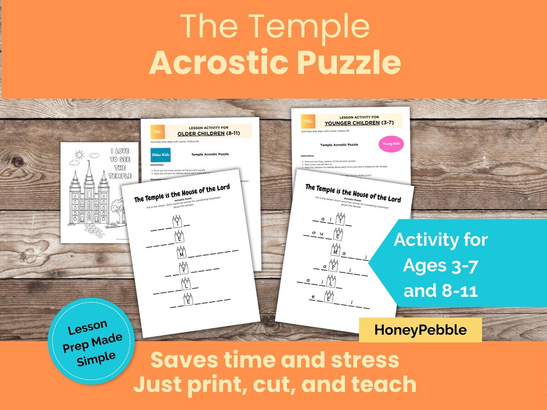 Temple Acrostic Puzzle Activity: LDS Primary Lesson Printable (PDF ...
